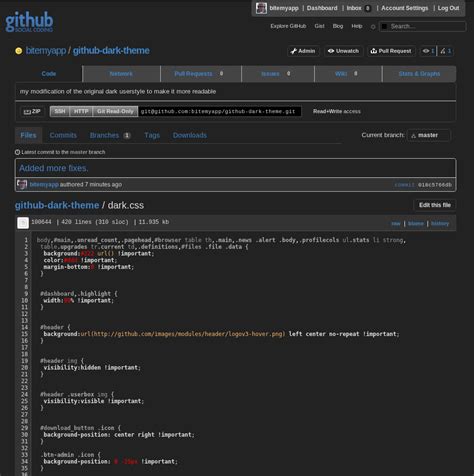 Github Bitemyapp Github Dark Theme My Modification Of The Original Dark Userstyle To Make It