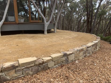 Floating Bluestone Steppers And Dry Stone Retaining Walls