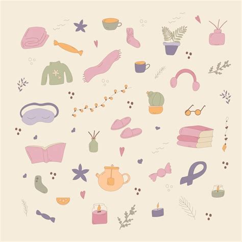 Premium Vector Cozy Elements Warm Safe Light Flowers Elements