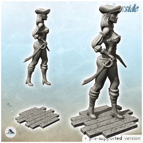 3d Printable Sexy Female Pirate With Powder Pistol And Eyelet 14
