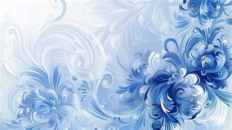 Premium Photo Delicate Whiteblue Background With Flowers Gzhel Style