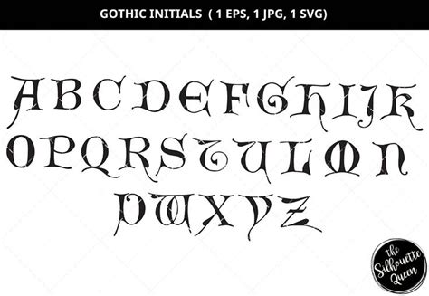 Gothic Initials Vector Lettering Initials Monogram Alphabet