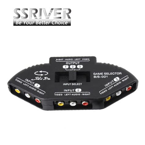 3 Port AV Composite Audio RCA Phono Selector Switch For Video Audio Switching 3 In 1 AV Switch