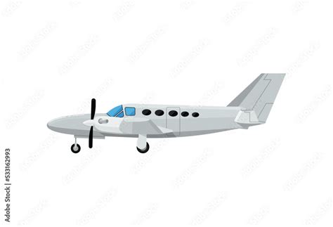 Private Turbo Propeller Airplane Icon Side View Screw Aircraft