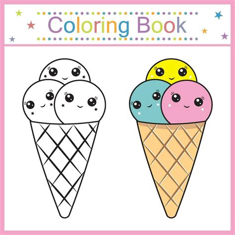 Kawaii Cute Ice Cream Coloring Pages