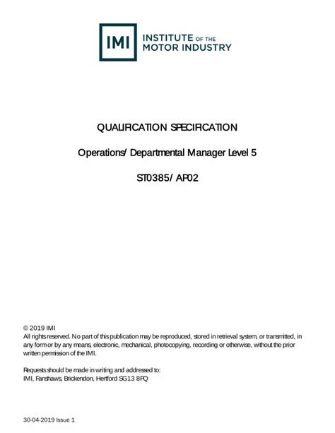 Pdf Qualification Specification Operationsdepartmental Dokumentips