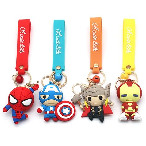 Free Shipping Marvel Avengers Key Chains Cartoon Spiderman Iron Man