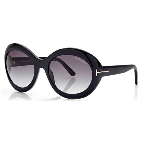 Tom Ford Liya Sunglasses Oversize Round Sunglasses Black Ft0918