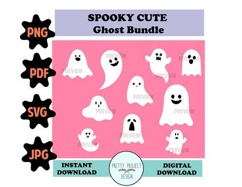 Cute Ghost Bundle Svg Png  Etsy