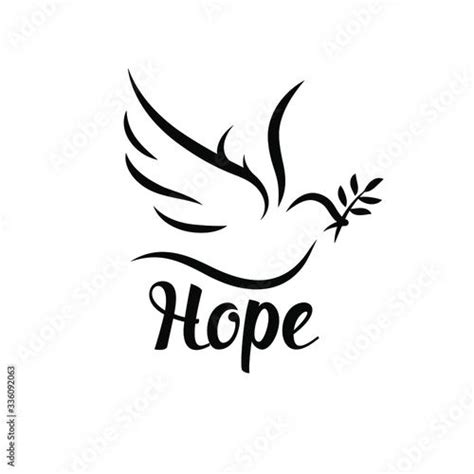 Hope Icon With Dove And Olive Leaf Peace Symbol Vector Illustration
