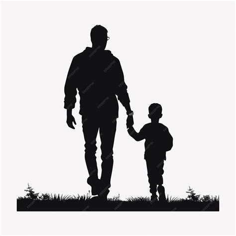 Father And Son Silhouette Outdoors Premium Ai Generated Vector