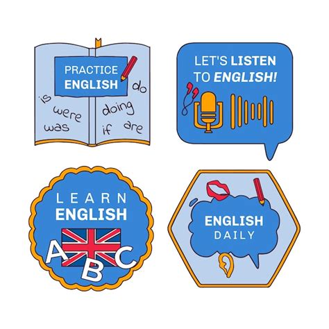 Colección De Etiquetas Dibujadas A Mano En Inglés Vector Gratis