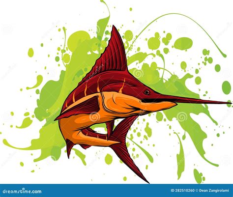 Sailfish Jumping Out Of Water Vector Illustration Stock Vector