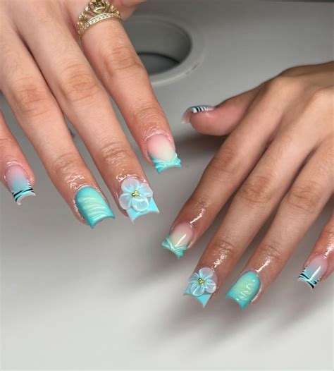 Cute Acrylic Nail Colors Short Beach Acrylic Nails Small Square Nail