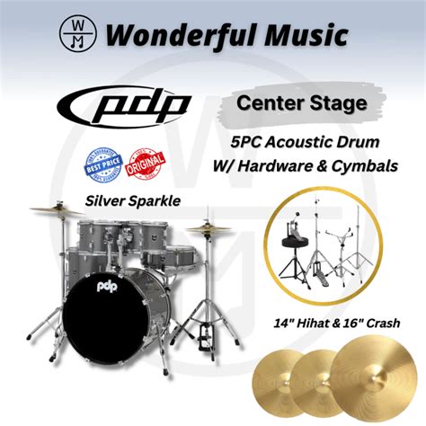 Pdp Pdce2015ktss Center Stage 5 Piece Complete Kit Silver Sparkle Lazada