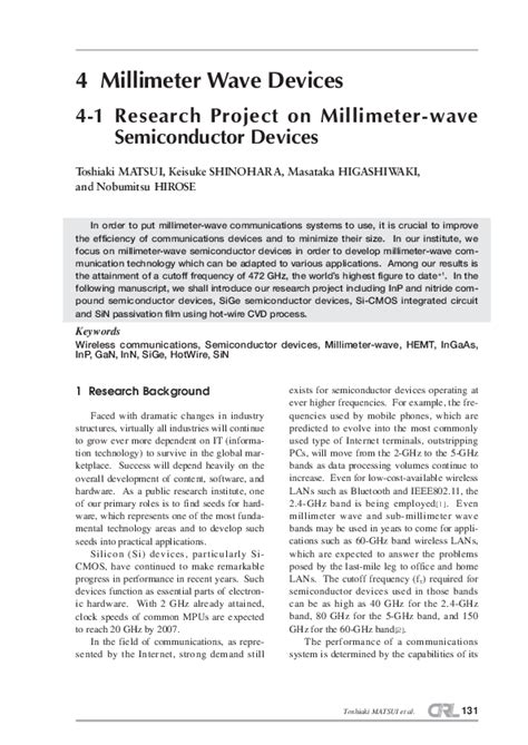 Pdf Millimeter Wave Devices Research Project On Millimeter Wave