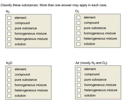 Oneclass Classify These Substances More Than One Answer May Apply In