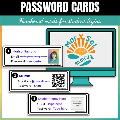 Editable Student Password Cards For Easy Login With Qr Code Mar Y Sol
