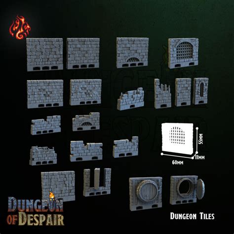 3d Printable Dungeon Of Despair Dungeon Modular Tiles And Props By