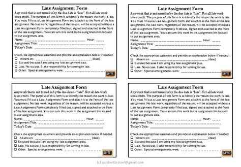 Late Work Slip For Assignments By Quick Witted Owl Lesson Plans Made Easy