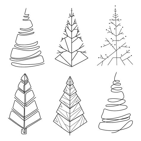 Premium Vector Christmas Tree Line Art Drawing Vector Setabstract