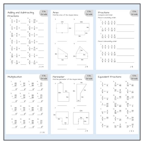 Year 5 Maths Revision Sheets Simple Maths Problems Printable Bundle