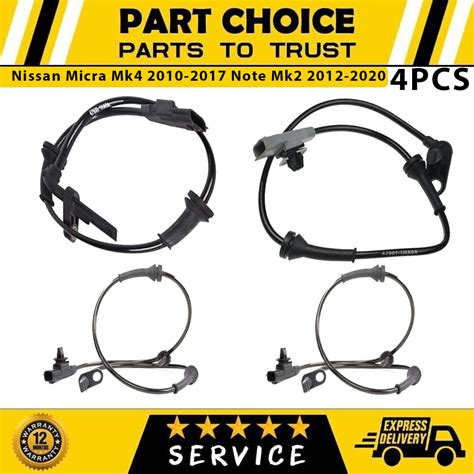 4x Front And Rear Abs Speed Sensor Fits Nissan Micra Mk4 10 16 Nissan