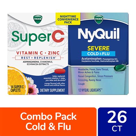Vicks Nyquil Severe Cold And Flu Medicine And Super C Liquicaps Caplets 2 Pk 26 Ct Kroger