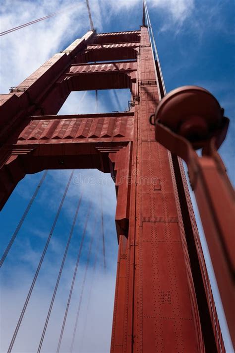 Golden Gate Pillar In Touch With The Sky Stock Image Image Of Iron