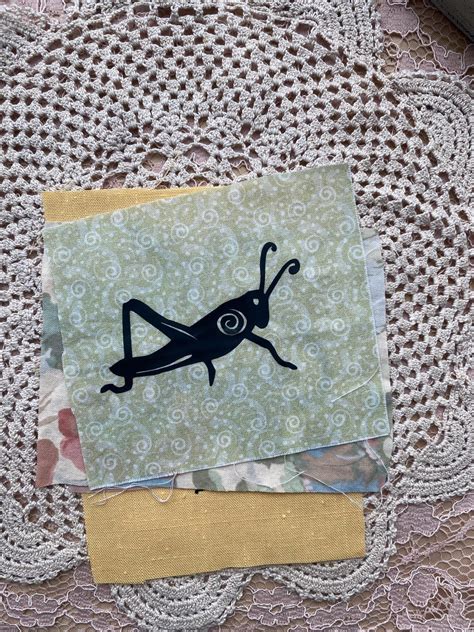 Grasshopper Recycled Fabric Patches Shadow Puppet Designs Sew On Patch