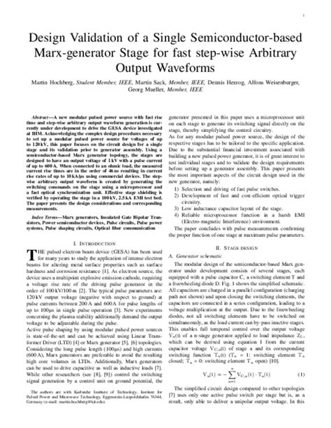Pdf Design Validation Of A Single Semiconductor Based Marx Generator