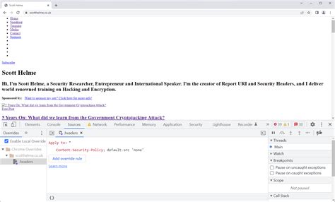 Overriding Response Headers In Chrome Dev Tools