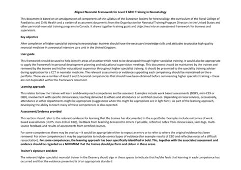 Aligned Neonatal Framework For Level 3 Grid Training