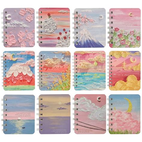 12 Pcs Cute Notes Mini Notebook A7 Diary Writing Subject Memo Book