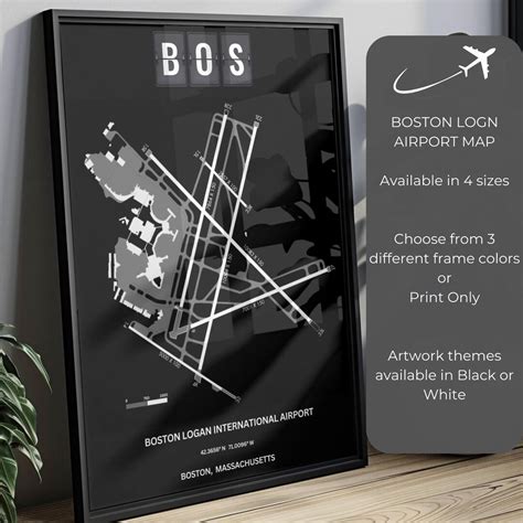 Minimalist Boston Airport Diagram Poster Framed Poster Aviation T