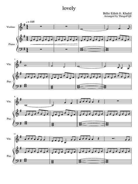 Lovely Billie Eilish Ft Khalid Piano And Violin Pdf