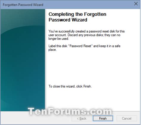 Create Password Reset Disk On Usb Flash Drive In Windows 10 Tutorials