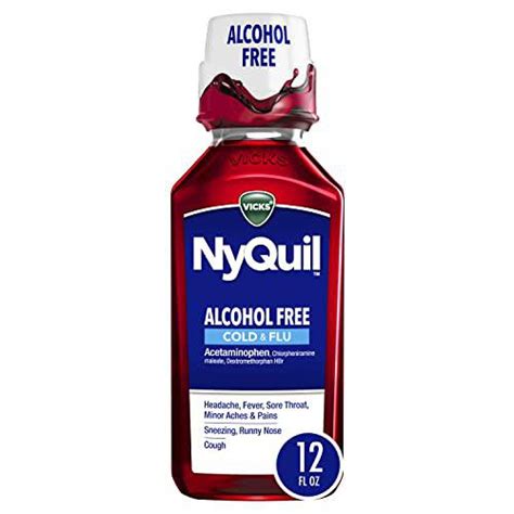 Vicks Nyquil Alcohol Free Cold And Flu Relief Liquid Medicine Powerful Multi Symptom Nighttime