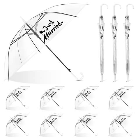 Kajaia 12 Pcs Clear Umbrella Just Married Wedding Style