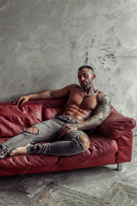 Premium Photo Fashion Portrait Of Sexy Naked Male Model With Tattoo