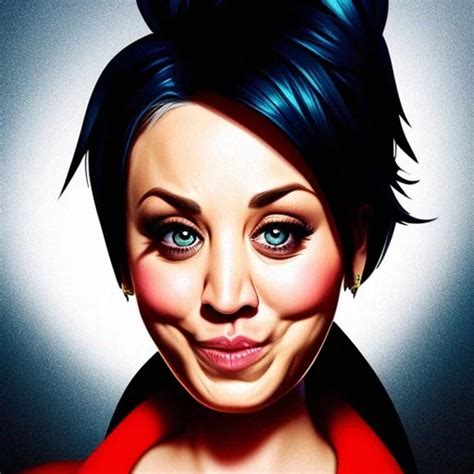 Amusing Cartoon Caricature Of Kaley Cuoco Funny Cartoon Caricature