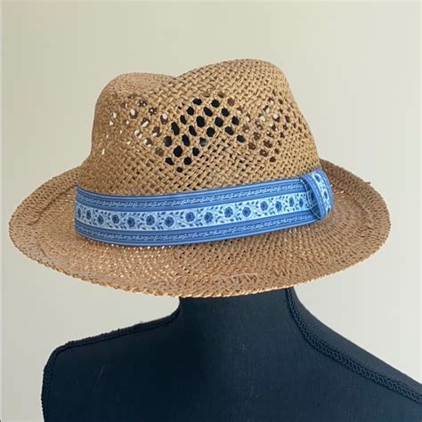 Accessories Womens Straw Hat With Blue Ribbon Detail Poshmark