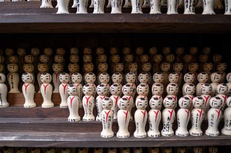 Kokeshi Dolls Lined Up At Entsuin Temple In Matsushima Japan Editorial
