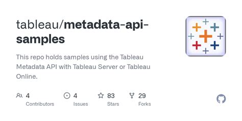 Github Tableaumetadata Api Samples This Repo Holds Samples Using