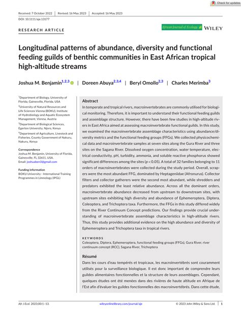 Pdf Longitudinal Patterns Of Abundance Diversity And Functional