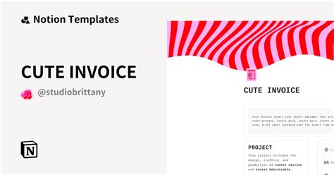 Cute Invoice Template By Studio Brittany Notion Marketplace