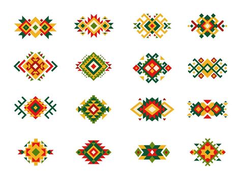 Mexican Tribal Motif Patterns Ethnic Ornament 35722664 Vector Art At