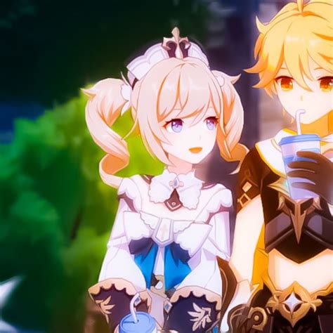 Aether And Barbara Matching Icons Anime Cartoon Aurora Sleeping Beauty