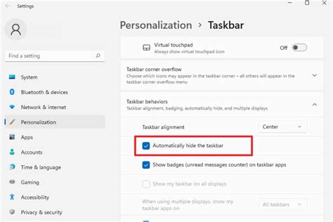 How To Enable Automatically Hide Taskbar In Windows 11