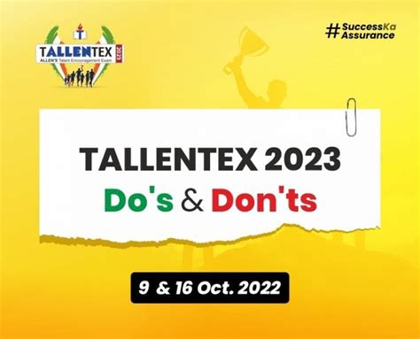 Dos And Donts For Tallentex Exam 2023 On 9th And 16th Oct My Exam